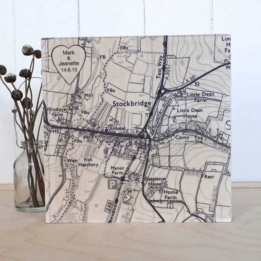 personalised heart location map print on wood by northern logic ...