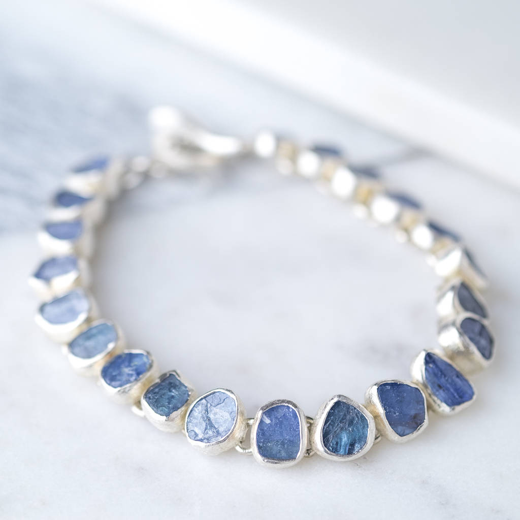 high quality rare tanzanite gemstone silver bracelet by sugar mango ...