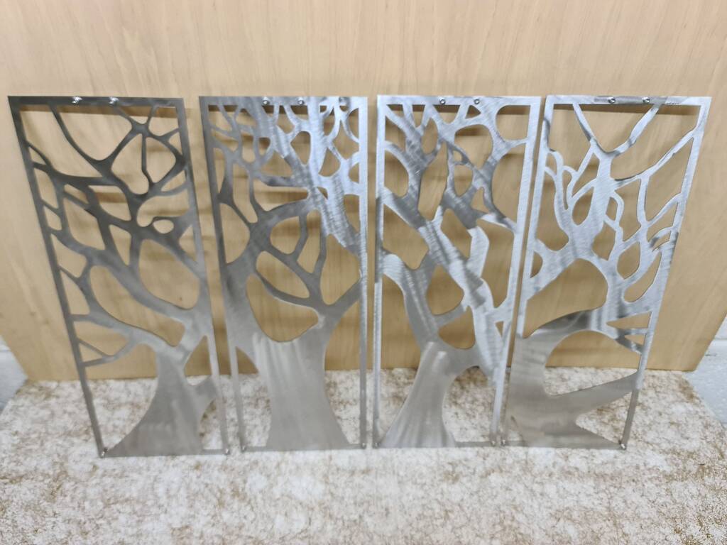Modern Four Panel Metal Tree Wall Art Decoration By Duke Craft ...
