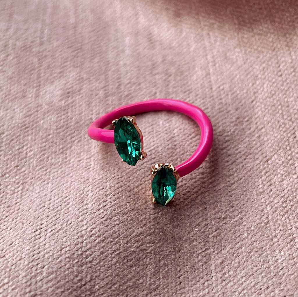 Bright Enamel And Glass Stone Ring By Lucent Studios ...