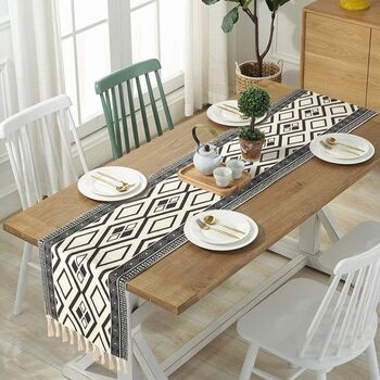 Black Geometric Wrinkle Table Runner By Momentum | notonthehighstreet.com