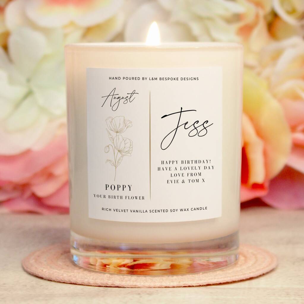 Birthday Flower Gift Set Personalised Birthday Candle Set By L&M ...