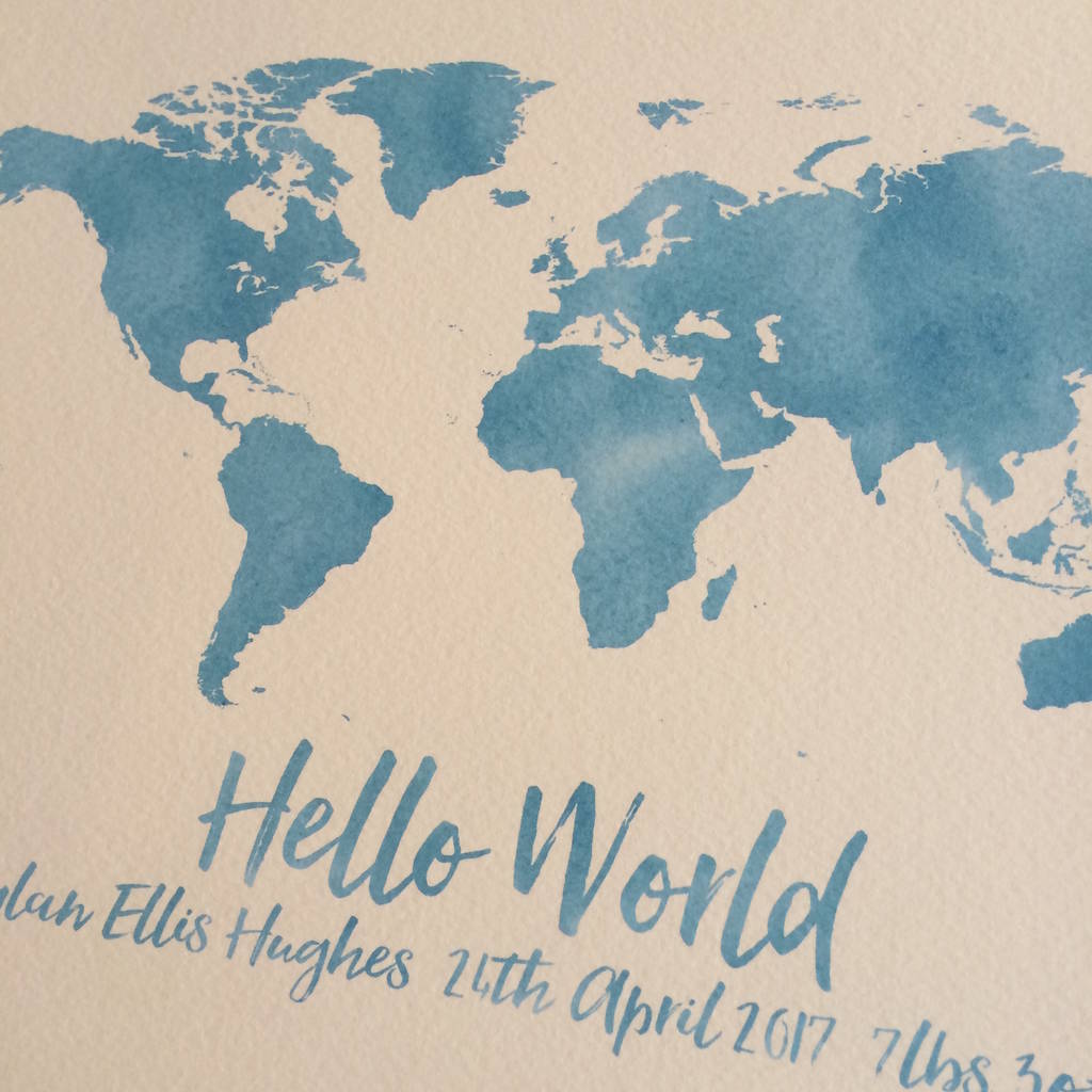 personalised baby hello world print by pluen | notonthehighstreet.com