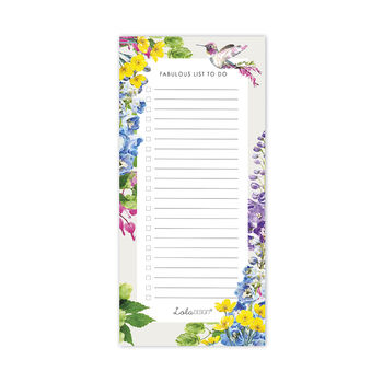 Magnetic To Do List Pad Featuring Botanical Hummingbird By Lola Design ...