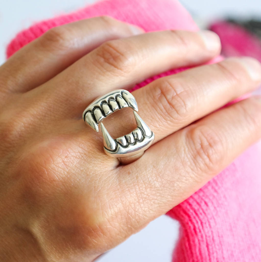 Vampire Fangs Ring In Silver By Rock Cakes | notonthehighstreet.com