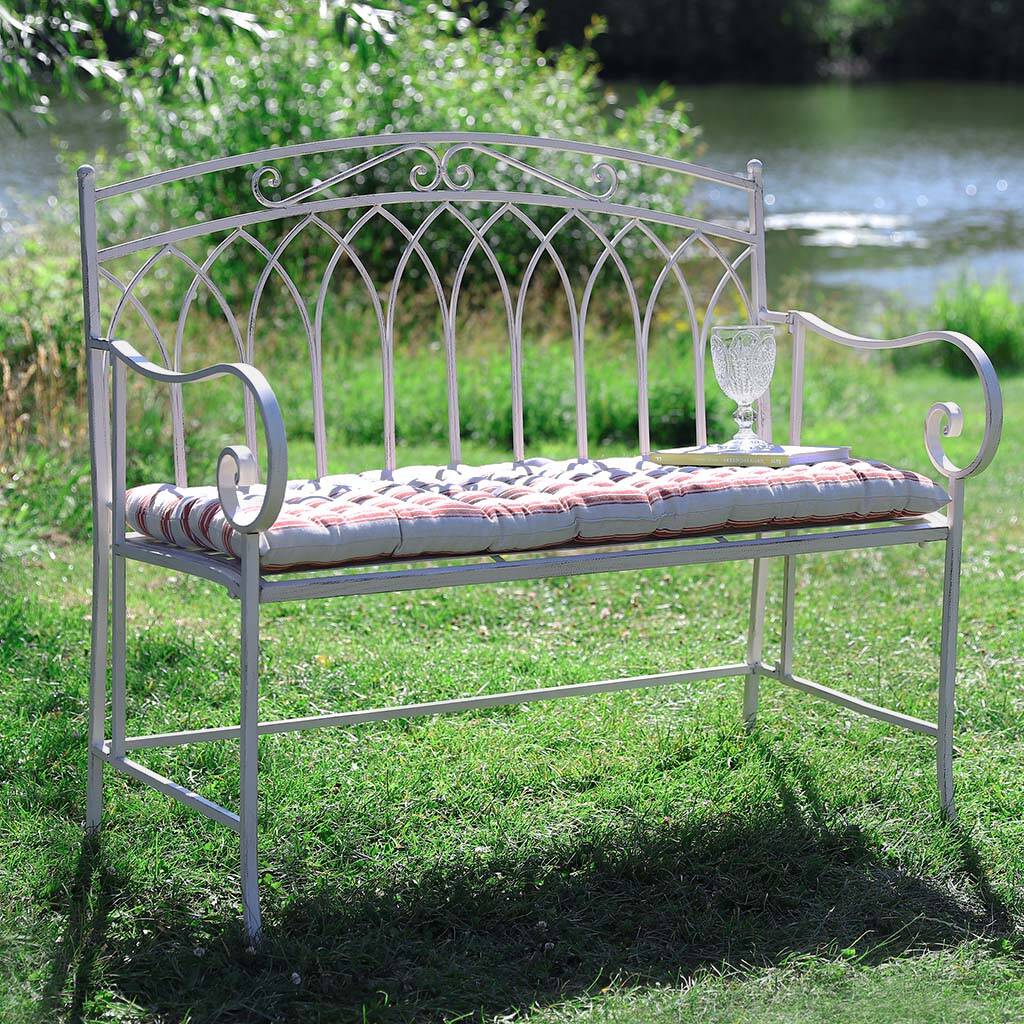 Cream Iron Arched Back Garden Bench By Dibor | notonthehighstreet.com