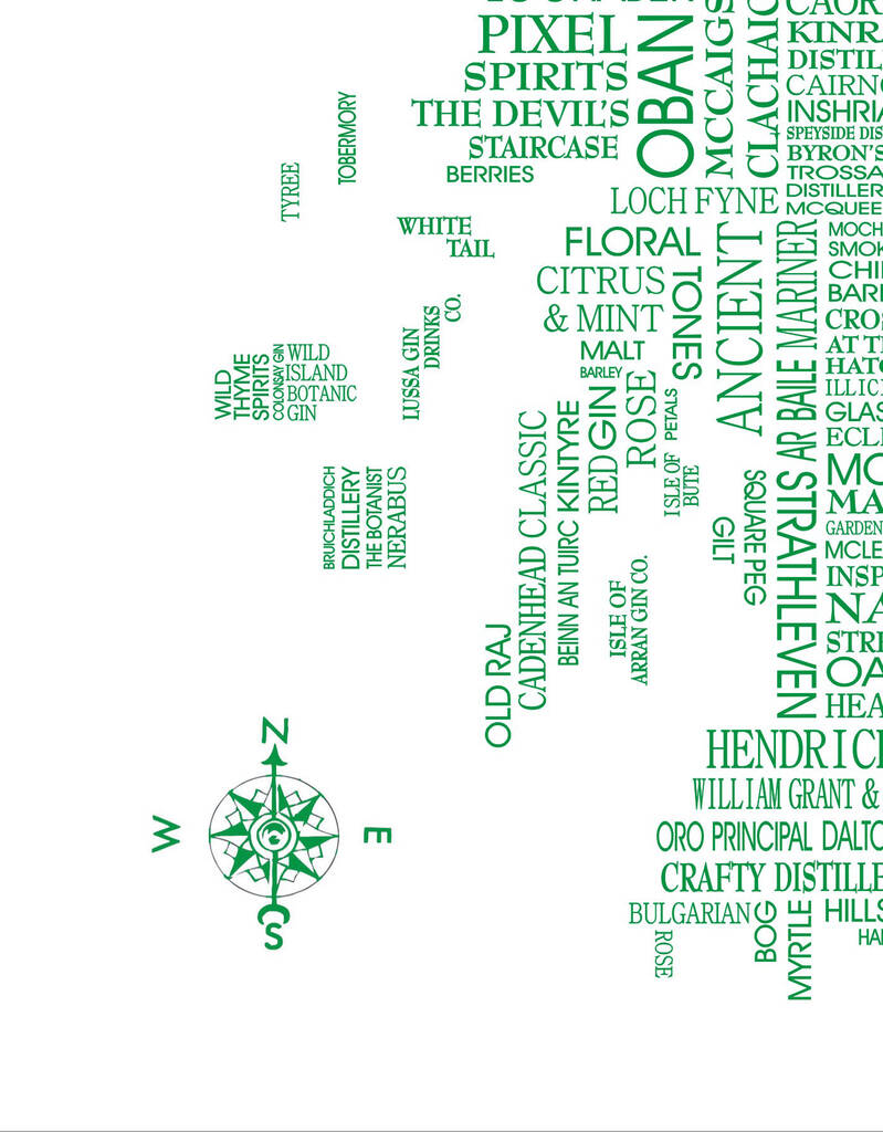 Scottish Gin Word Map By Adrian Mc Murchie | notonthehighstreet.com