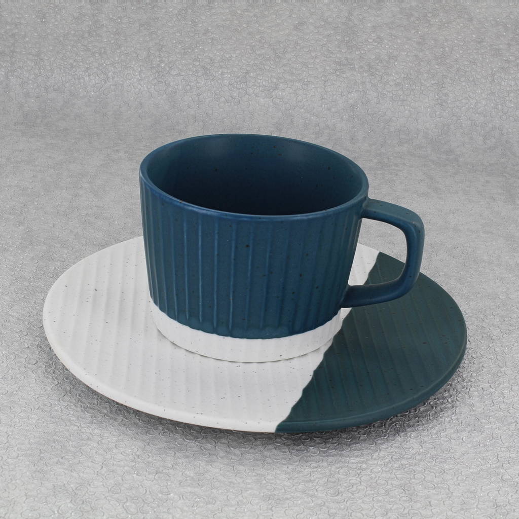 blue and white matching cup and saucer by g decor | notonthehighstreet.com