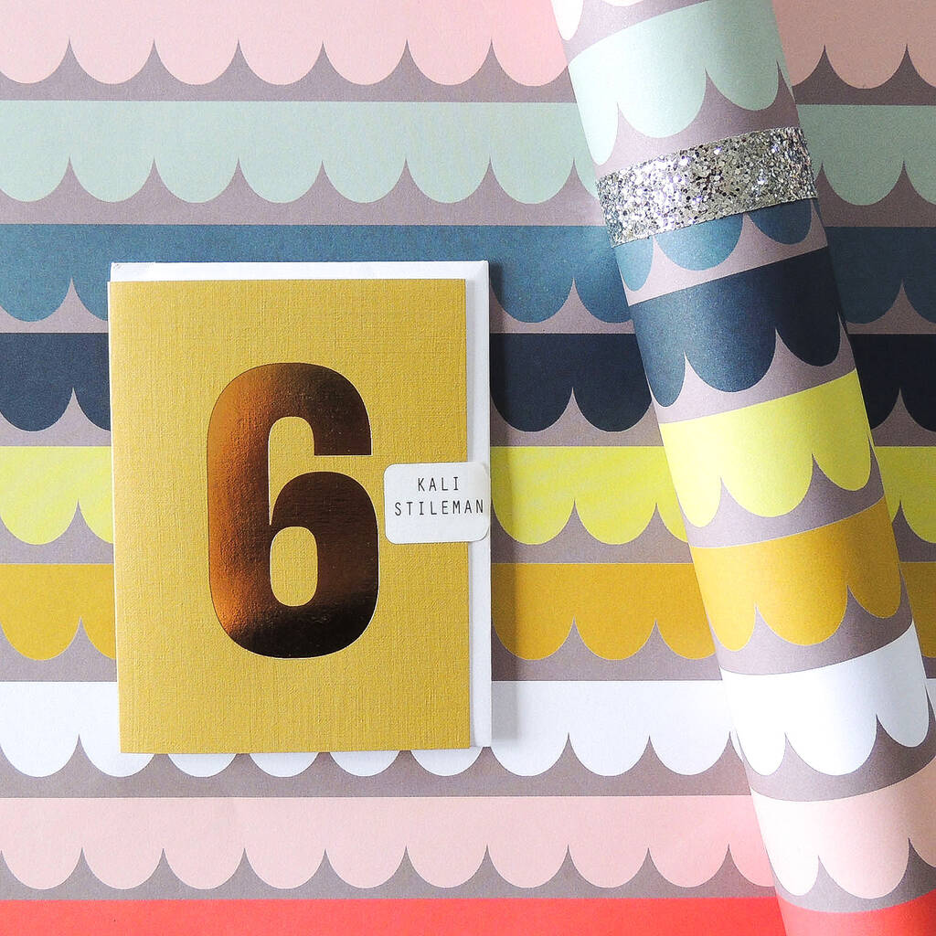 Mini Gold Foiled Number Six Card By Kali Stileman Publishing