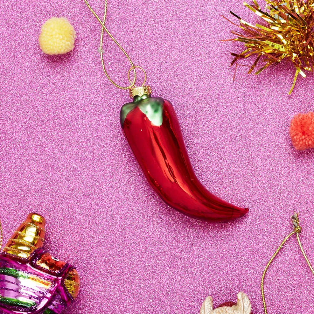 Sparkly Chilli Glass Bauble By Posh Totty Designs Interiors ...