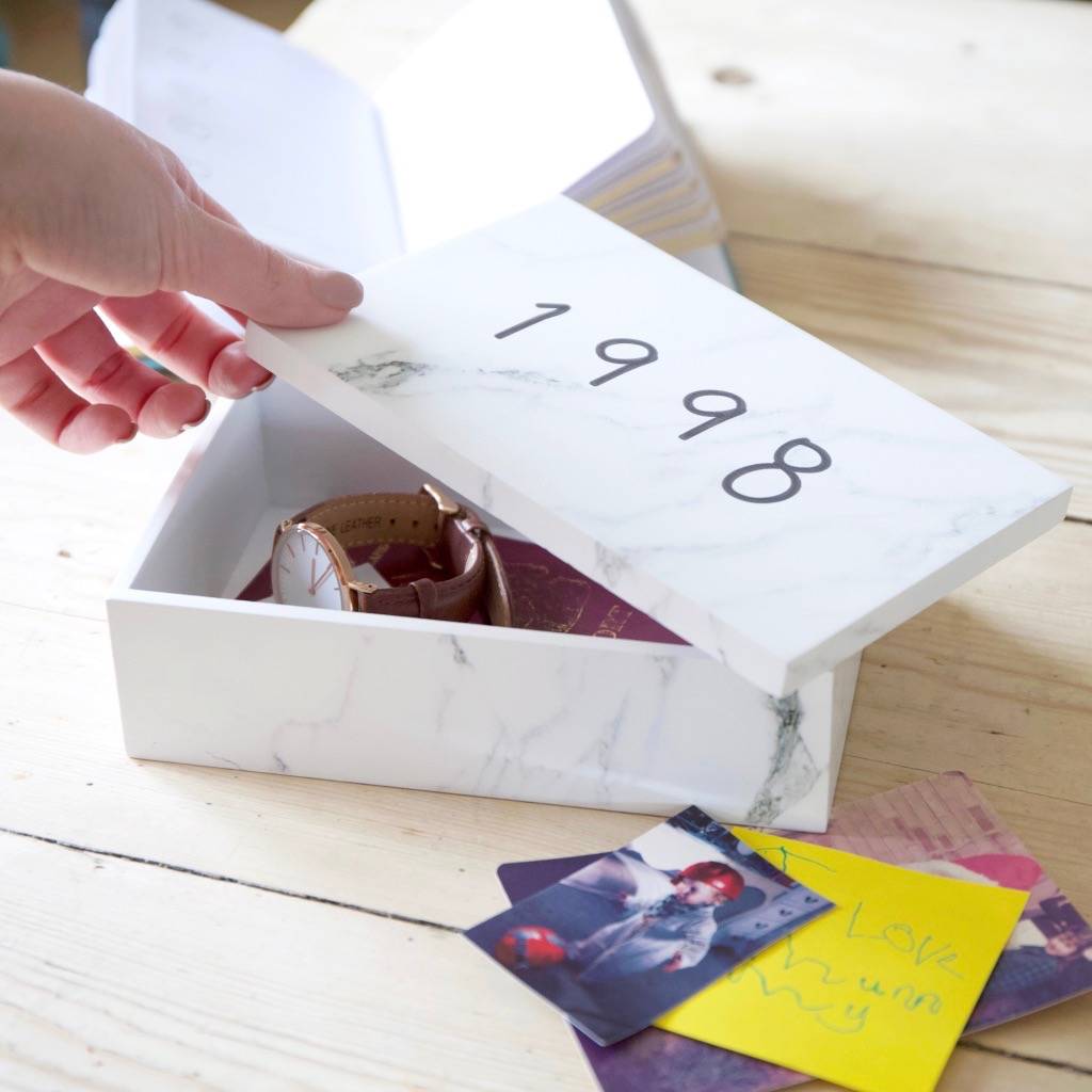 Personalised Date Marble Storage Box By Lisa Angel | notonthehighstreet.com