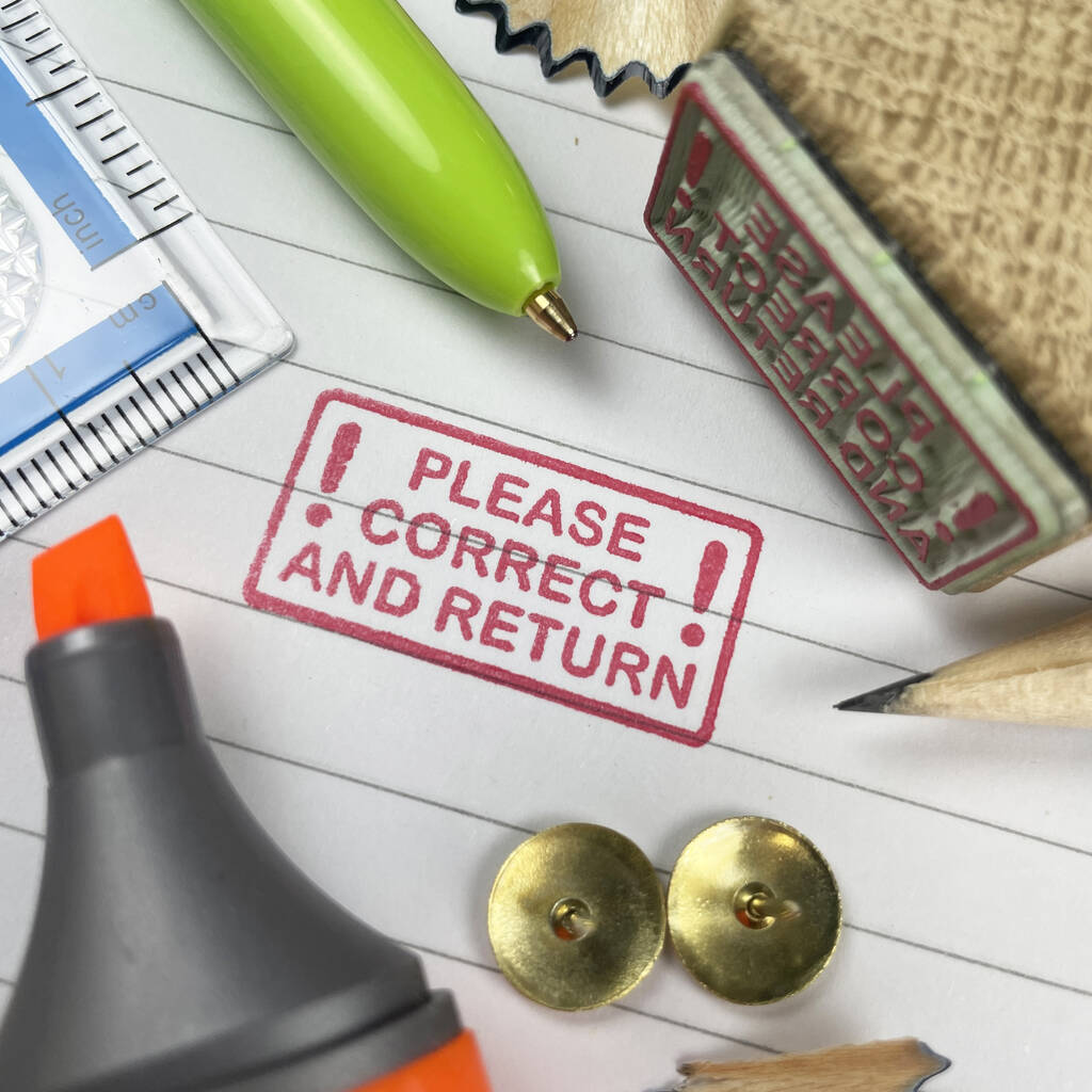 Teacher Stamp 'Please Correct And Return' By Get Stamped