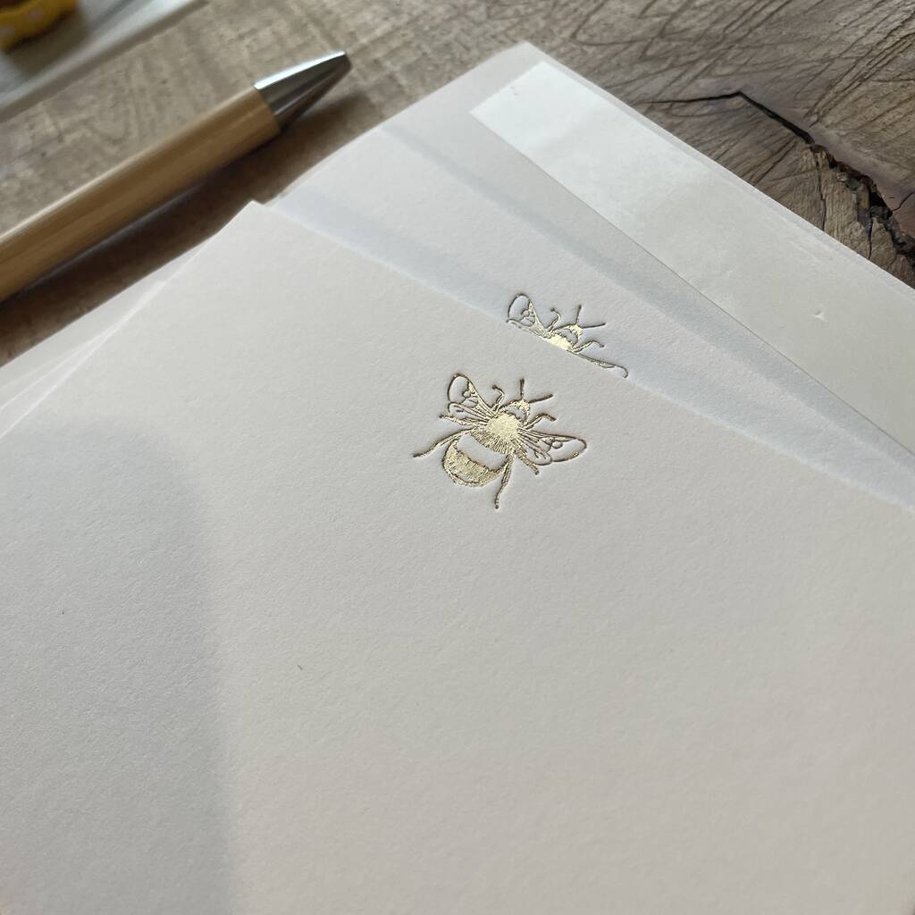Bumblebee Gold Foil Pressed Luxury Note Cards By Lunella Stationery ...
