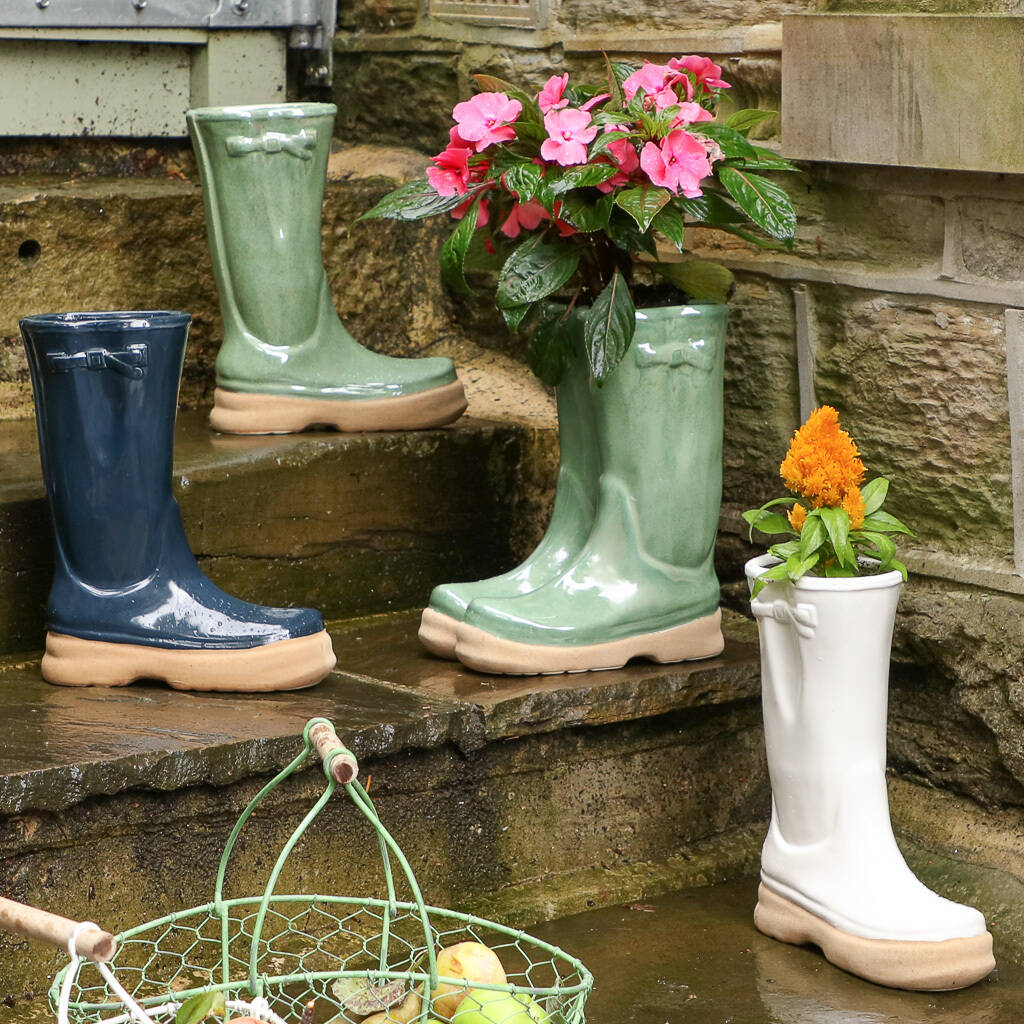 porthgain large standing welly boot planter by dibor ...
