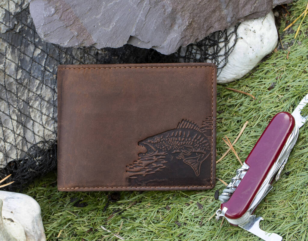 Men's Leather Wallet Embossed Fish Design Rfid By Wombat ...
