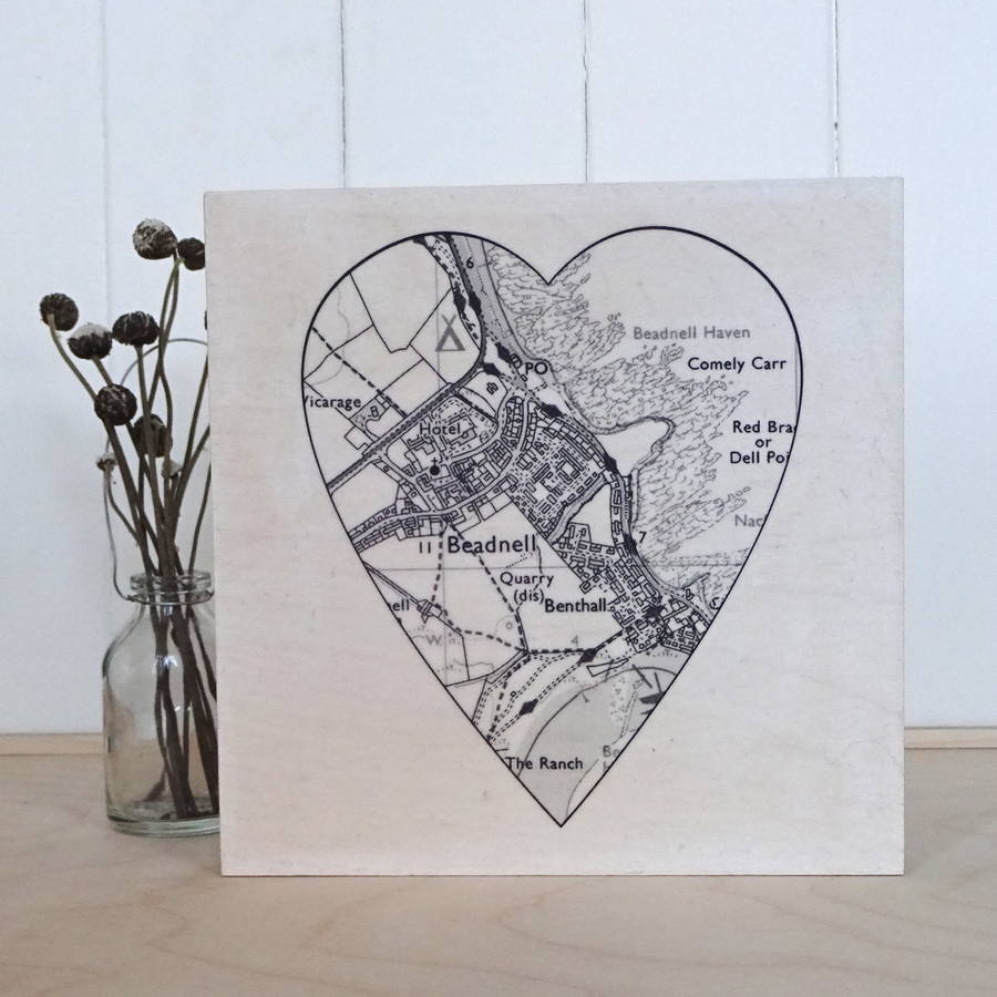 customised heart shaped map print by northern logic ...