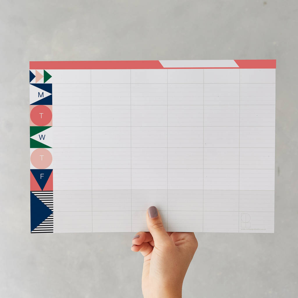 geometric weekly planner pad by lollipop designs | notonthehighstreet.com