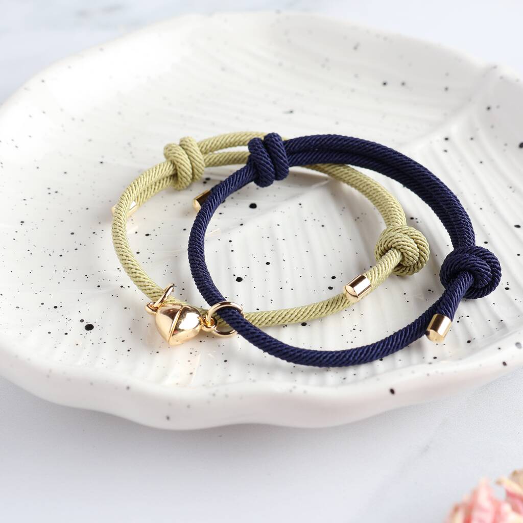 Couples Magnetic Heart Corded Bracelet Set By Mudita Bracelets