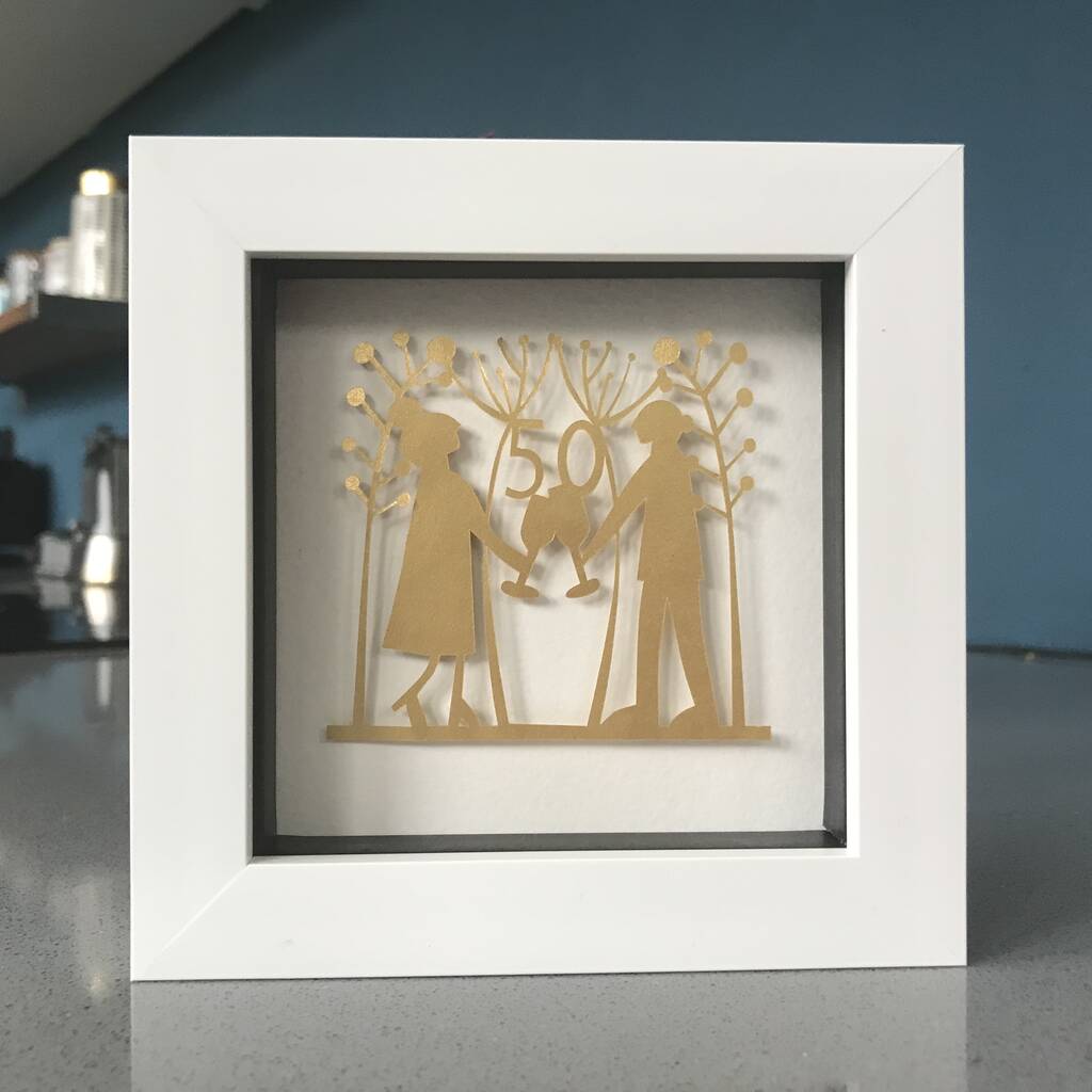 Framed Personalised 50th Golden Wedding Paper Cut Art By Caroline Rees ...