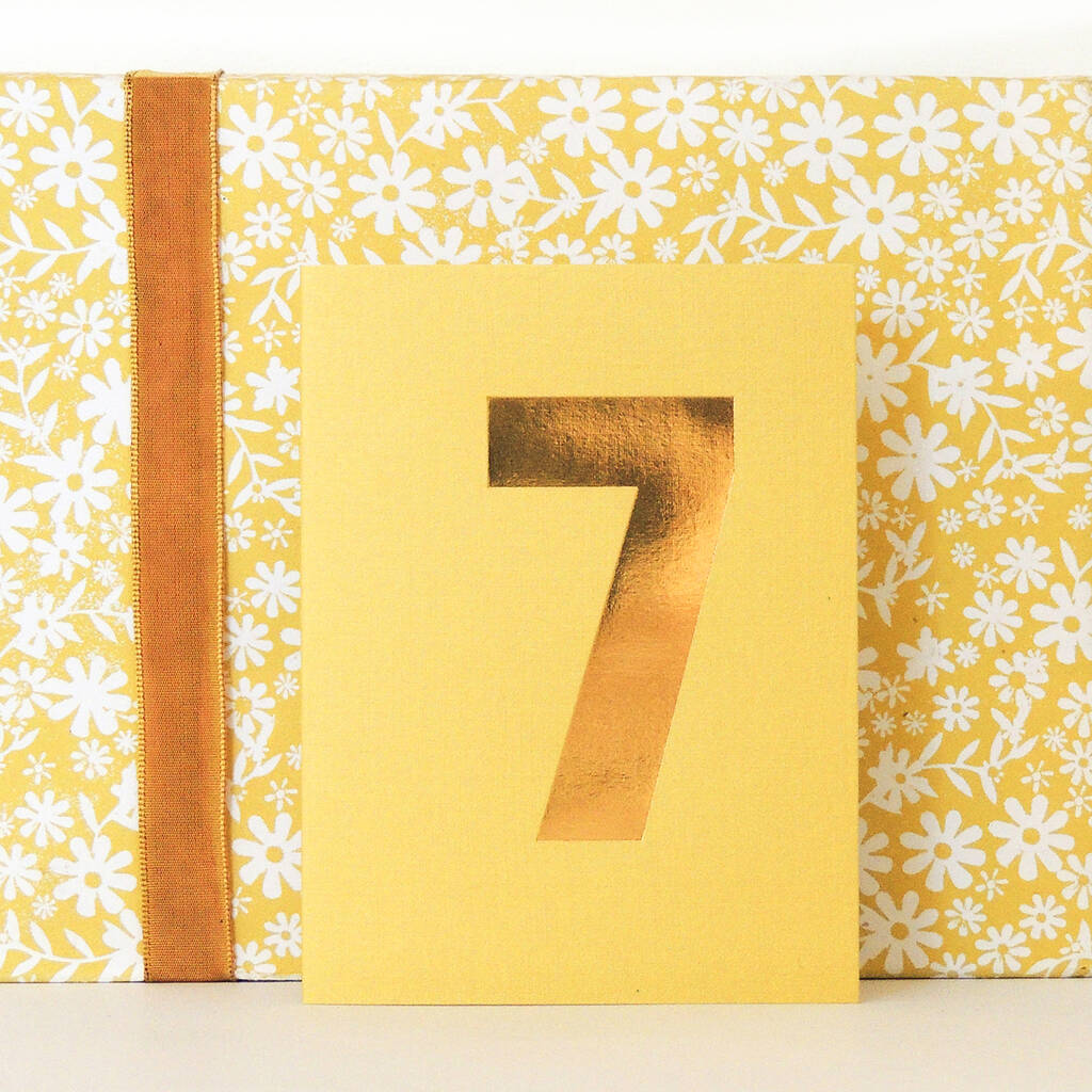 Mini Gold Foiled Number Seven Card By Kali Stileman Publishing ...