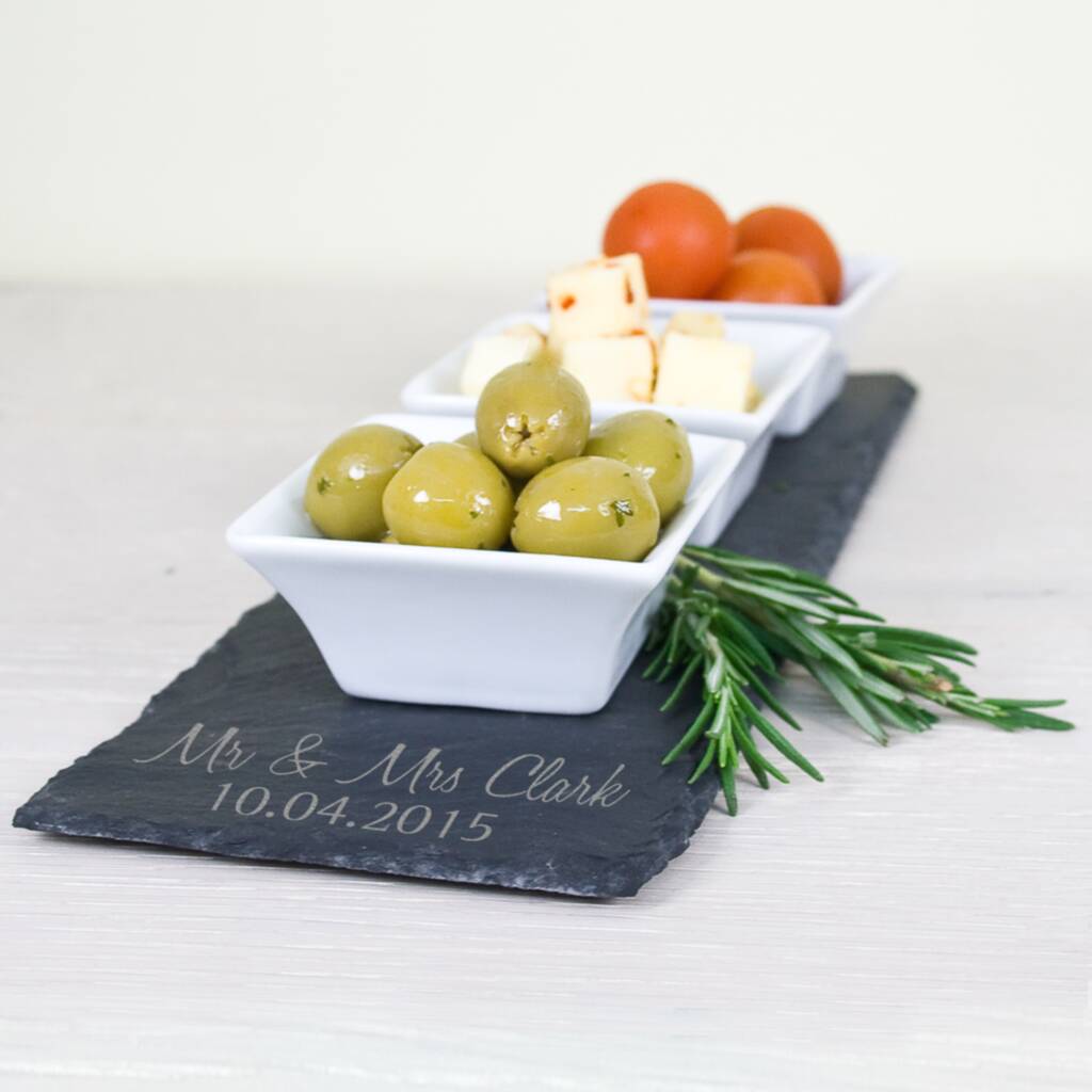 Personalised Slate Meze Serving Platter By JUNGLEY