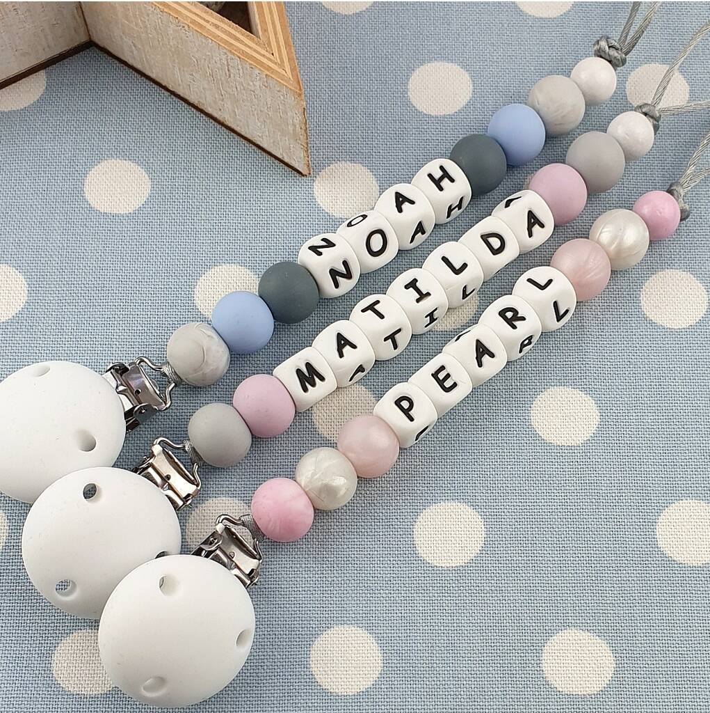 Personalised Baby Dummy Clip By Pops And Dudes | notonthehighstreet.com
