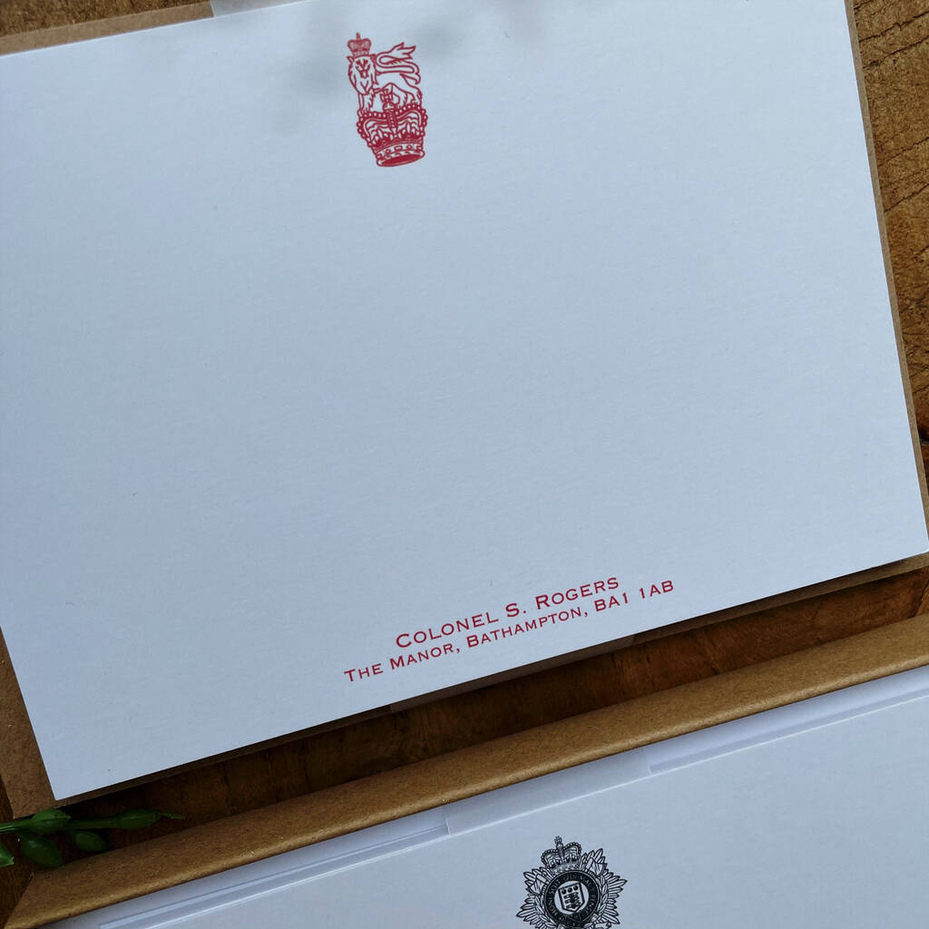 Illustrated Regimental Note Cards With Envelopes By Lunella ...