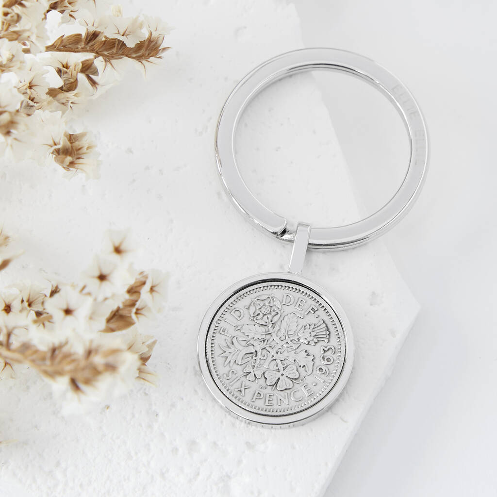 60th Birthday Sixpence Coin Keyring By Ellie Ellie | notonthehighstreet.com