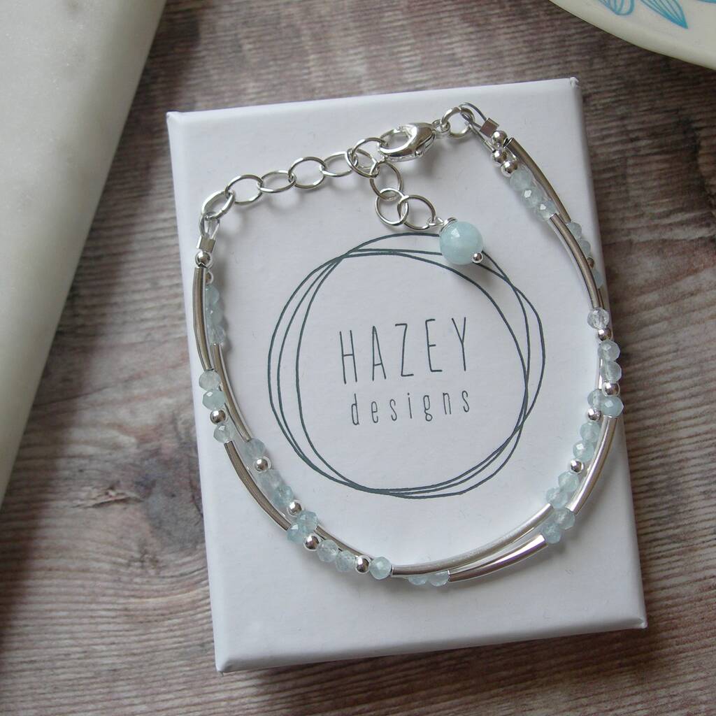 Aquamarine And Silver Double Stranded Bracelet By Hazey Designs ...