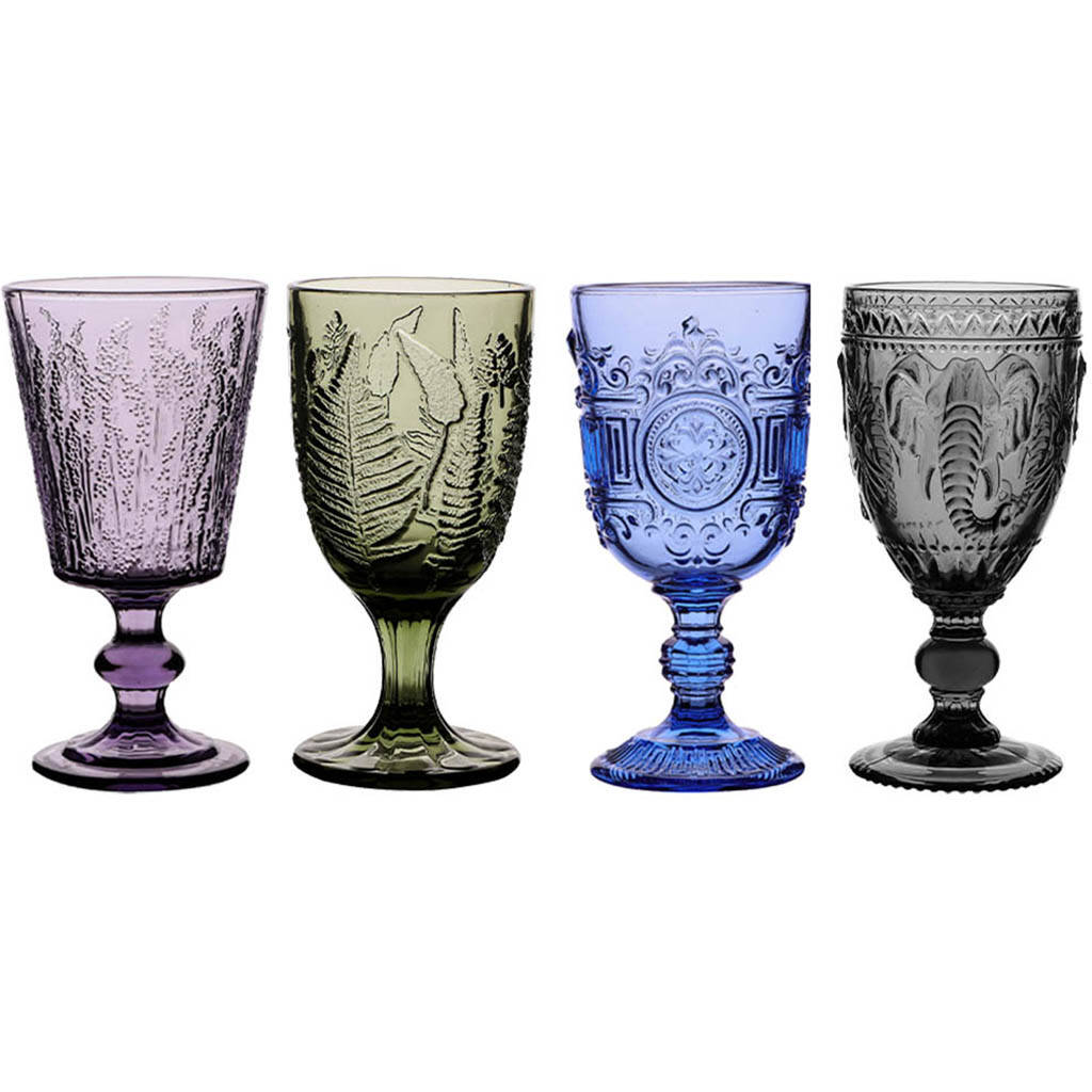 Luxury Embossed Coloured Glass Wine Goblets By Dibor ...