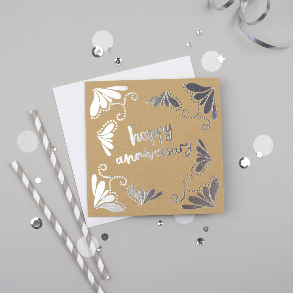 happy anniversary silver foiled card by jane katherine houghton designs ...