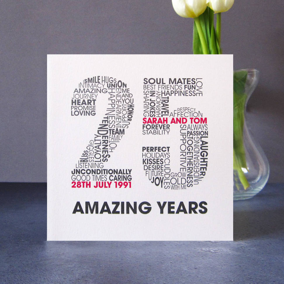 Personalised Silver Wedding Anniversary Card By Mrs L Cards