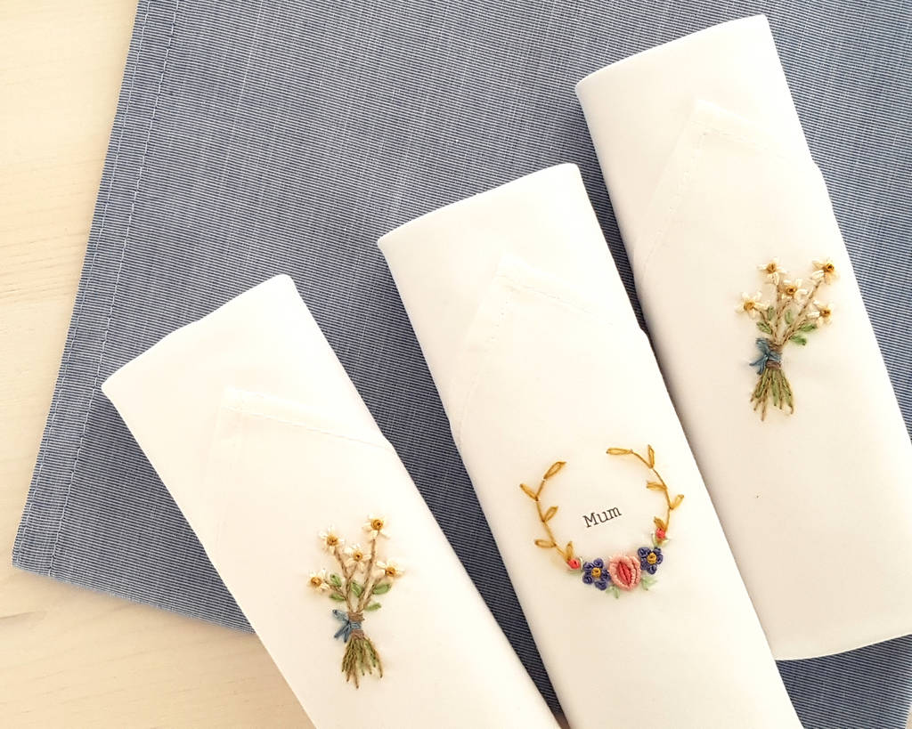 Mum Embroidered Handkerchiefs Set By Tamielle | notonthehighstreet.com