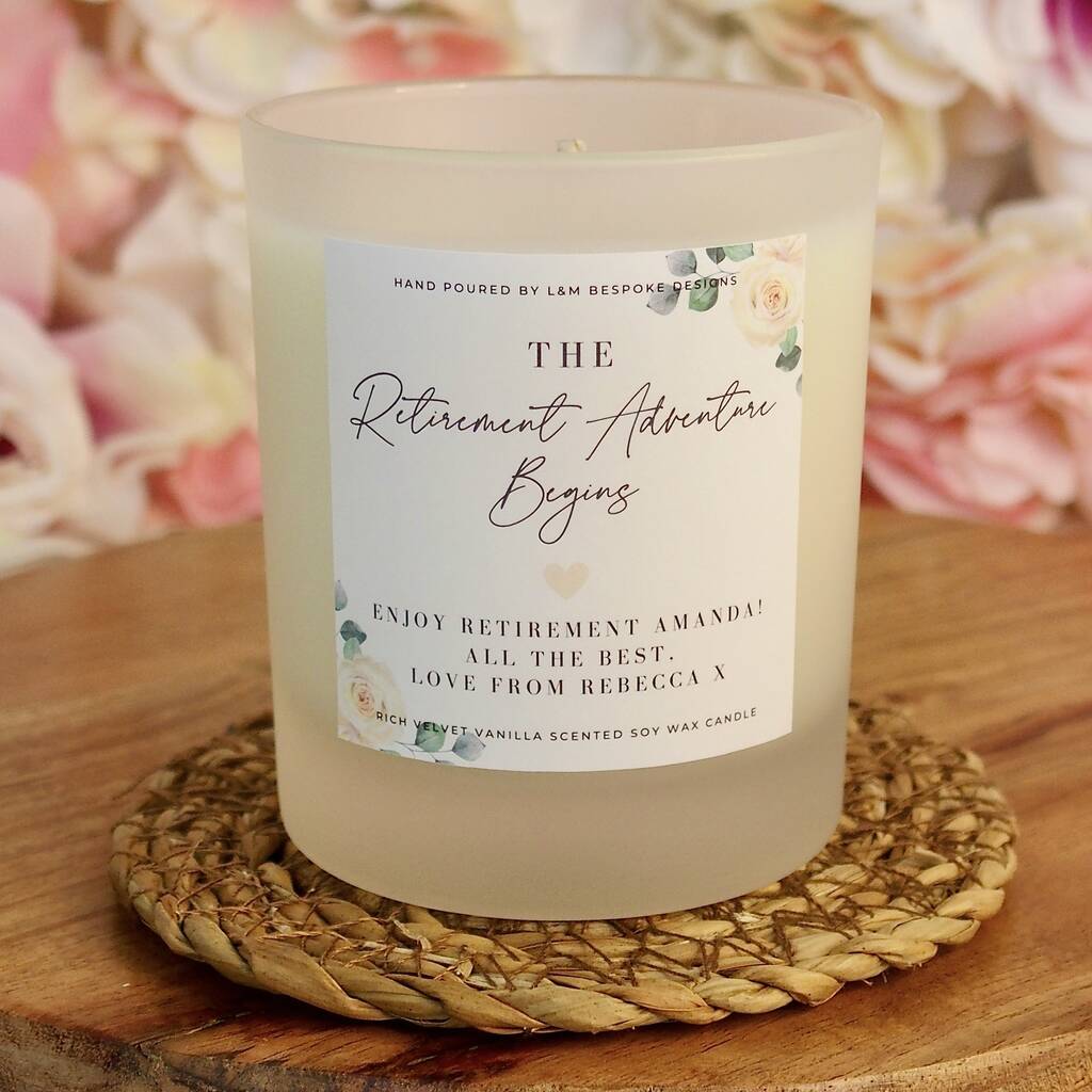 Retirement Gift Retirement Personalised Scented Candle By L&M Bespoke ...