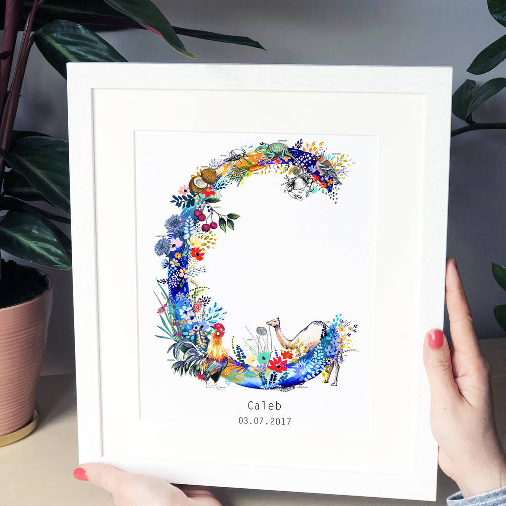 Personalised A To I Bright Wildlife Letter Print By Charlotte Jones ...