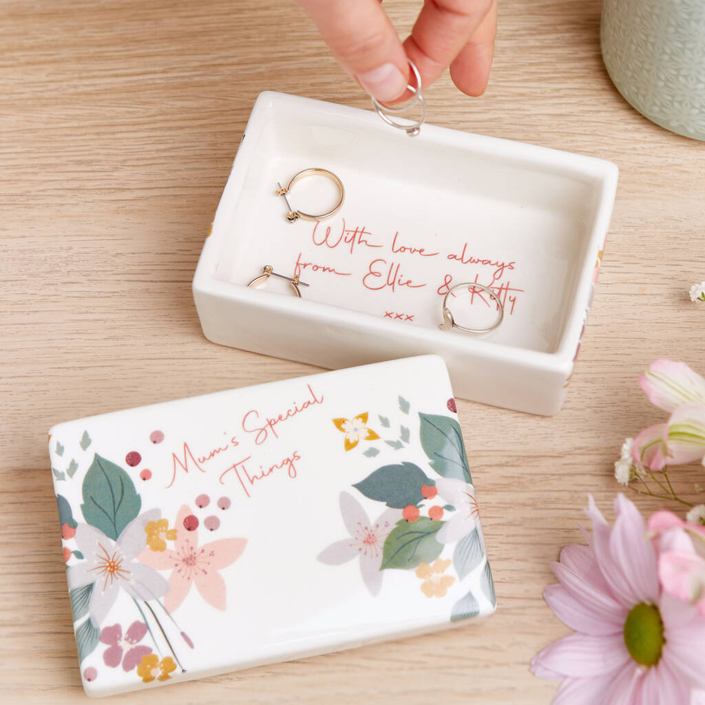 Personalised Floral Jewellery Box By Kate Charlton Ceramics ...