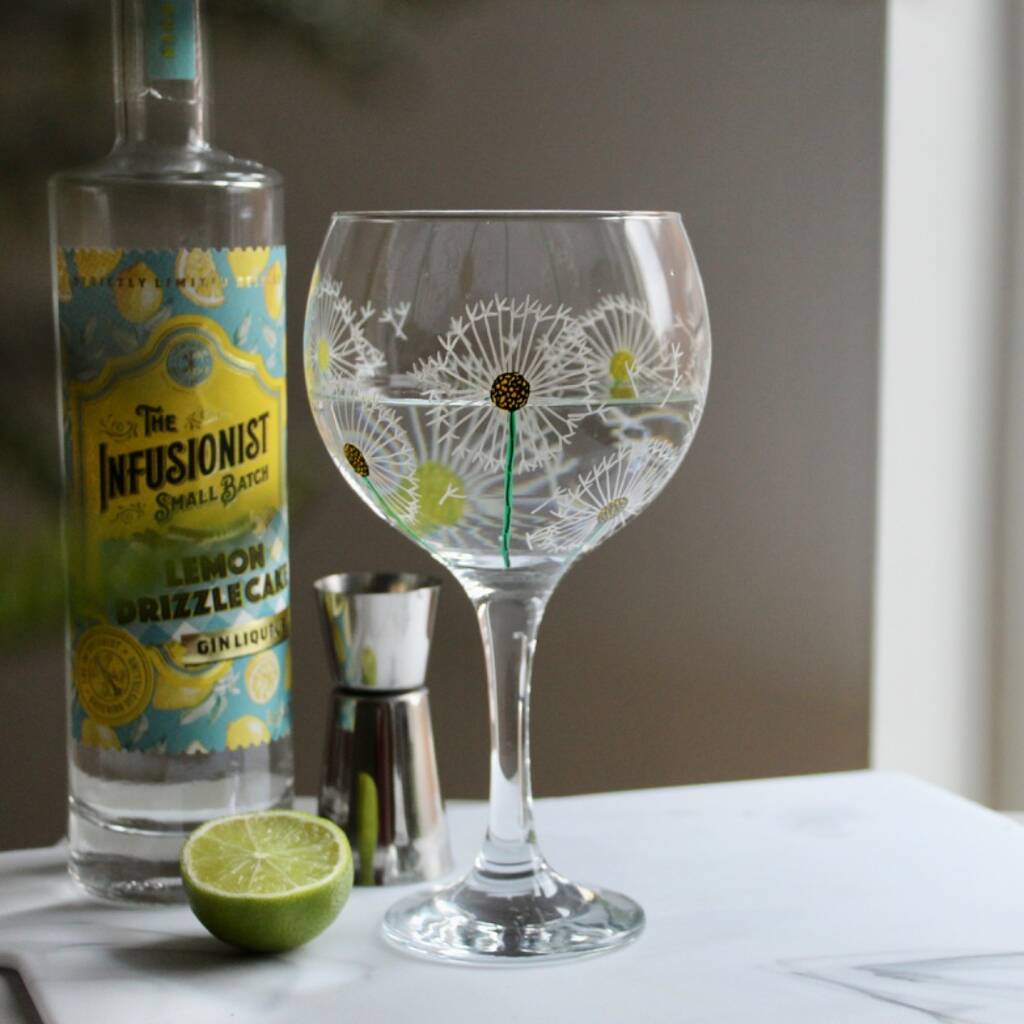 Dandelion Hand Painted Gin Glass By Samara Ball Designs ...