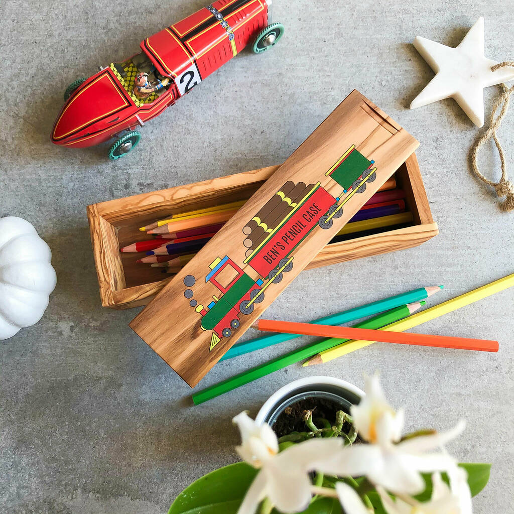 Personalised Italian Olive Wood Pencil Case By The Rustic Dish ...