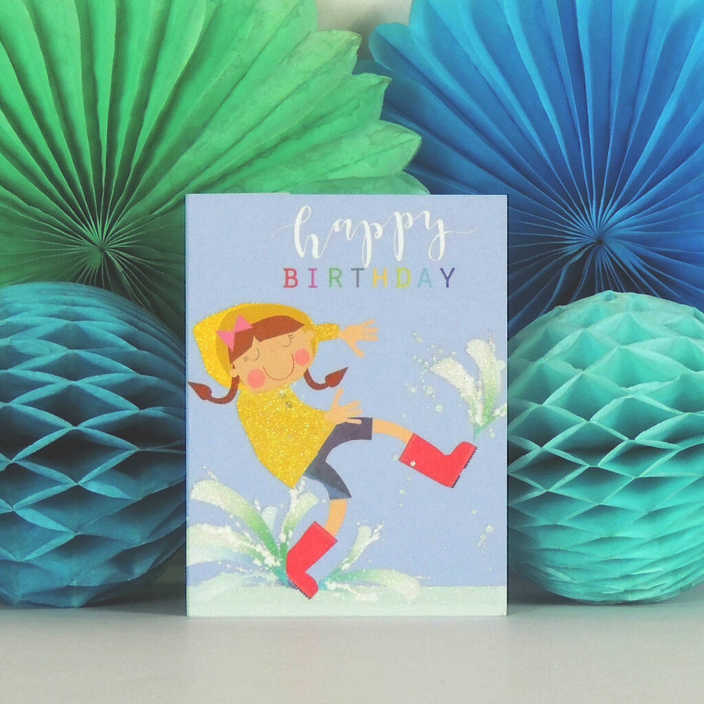 Mini Glittery Puddle Jumping Birthday Card By Kali Stileman Publishing ...