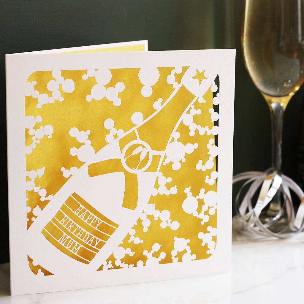Champagne Birthday Card By Whole In The Middle | notonthehighstreet.com