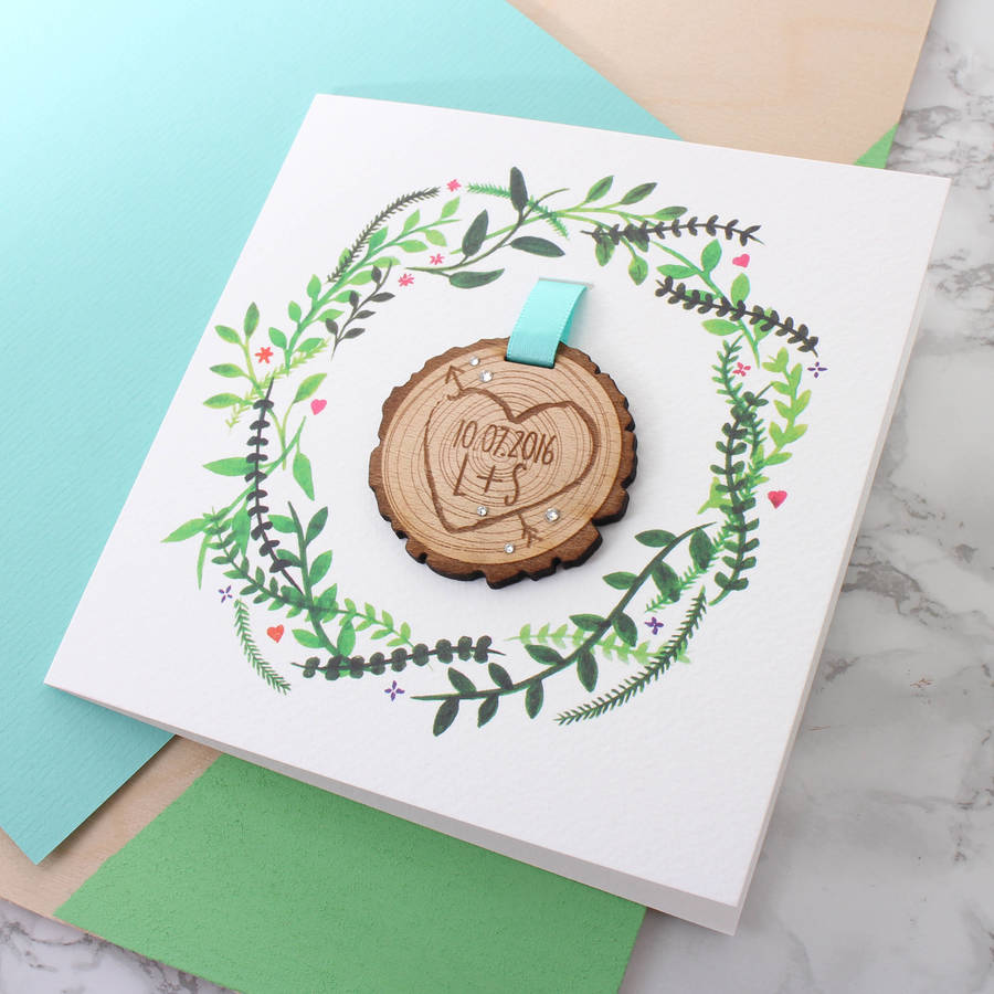 engraved tree slice keepsake card by no ordinary gift company ...