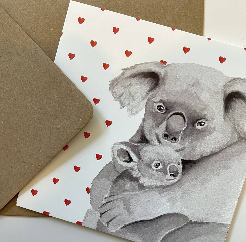 Baby And Parent Koala Card By lil wabbit | notonthehighstreet.com