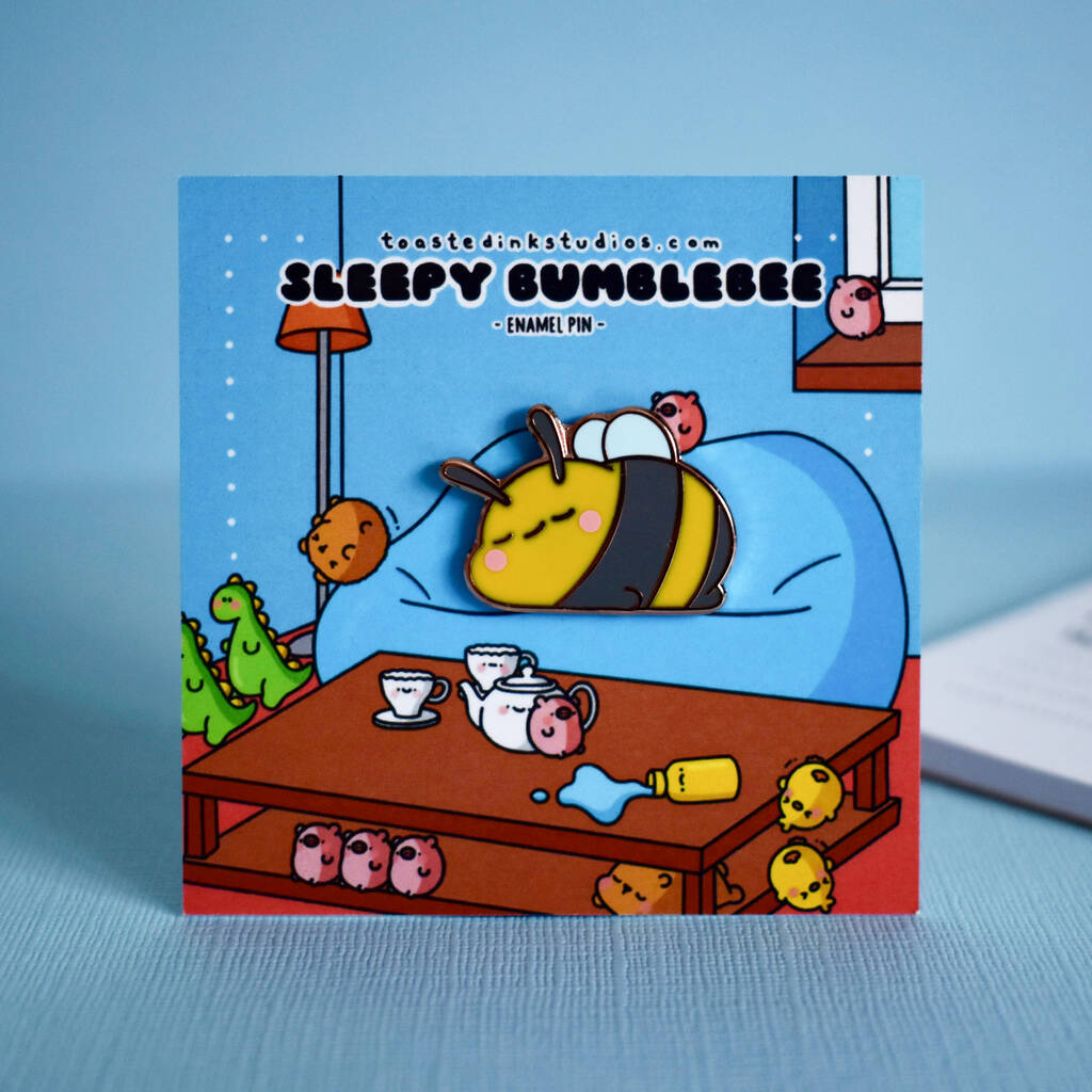 Cute Sleepy Bee Enamel Pin By Toastedink