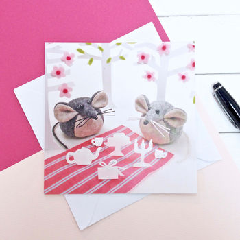 picnic party mouse greeting card by mirjami design | notonthehighstreet.com