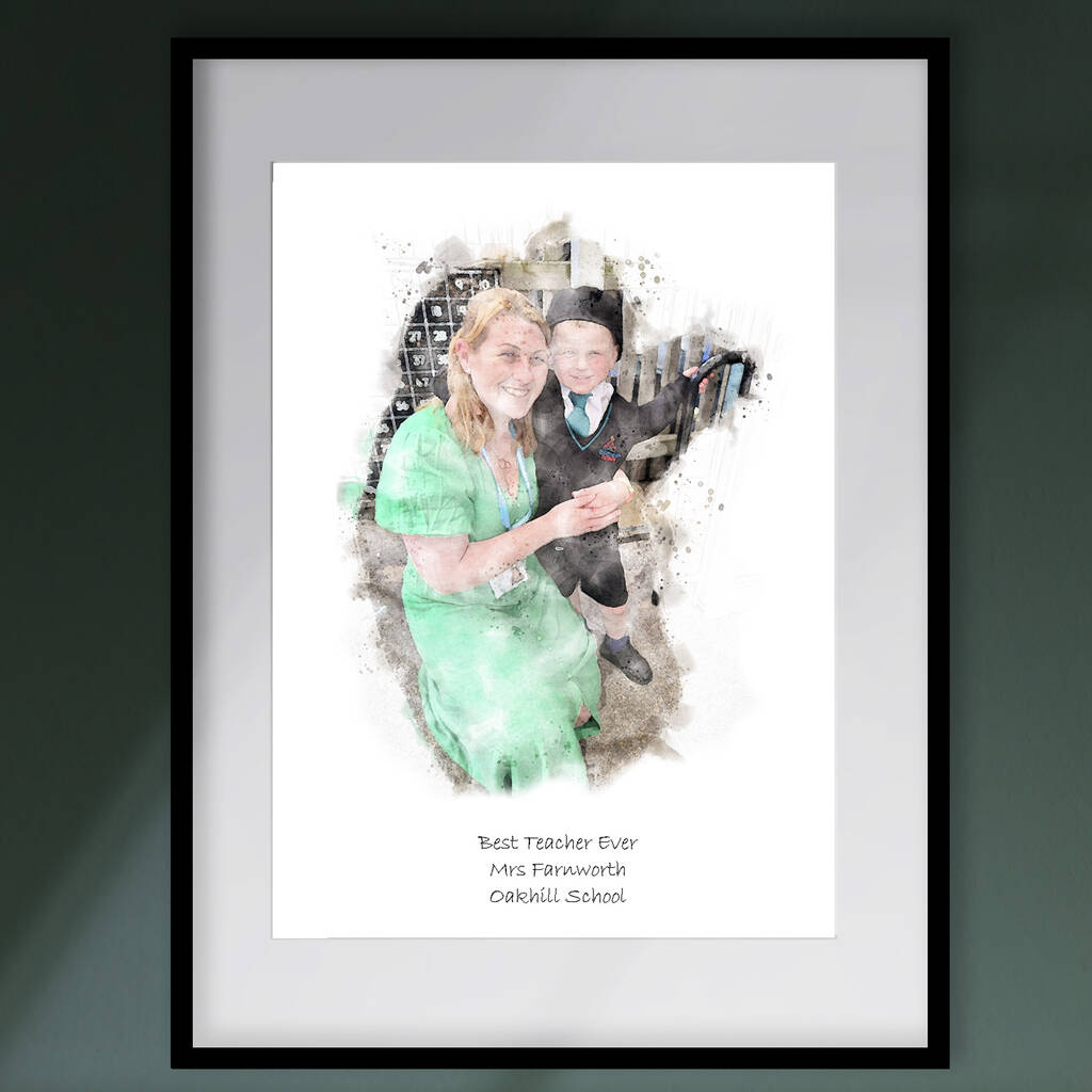 Favourite Teacher Personalised Portrait Print By Hayley & Co
