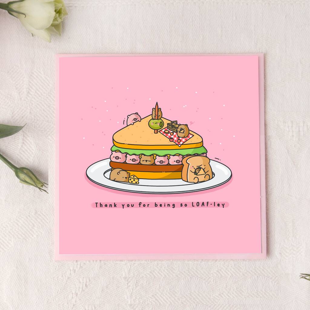 Cute Sandwich Greetings Card By Toastedink