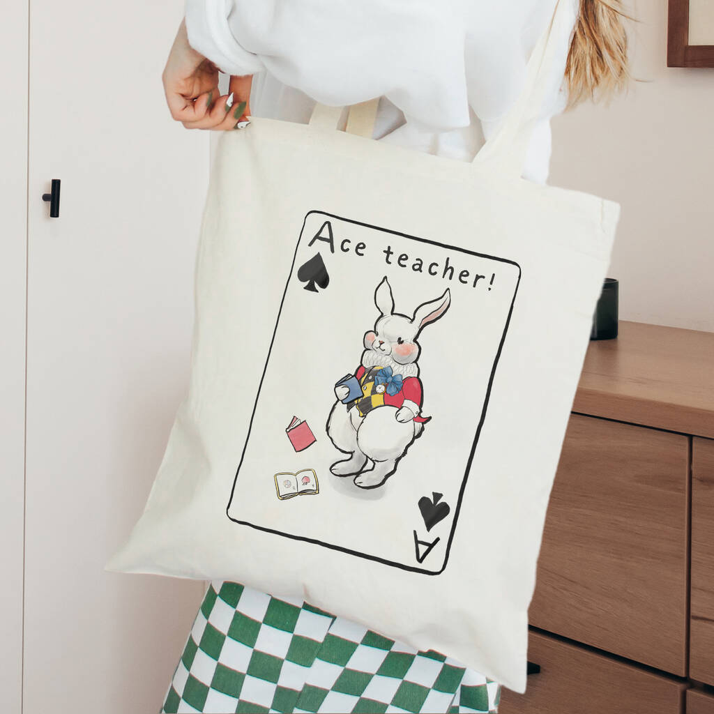 'Ace Teacher' White Rabbit Book Bag By So Close | notonthehighstreet.com