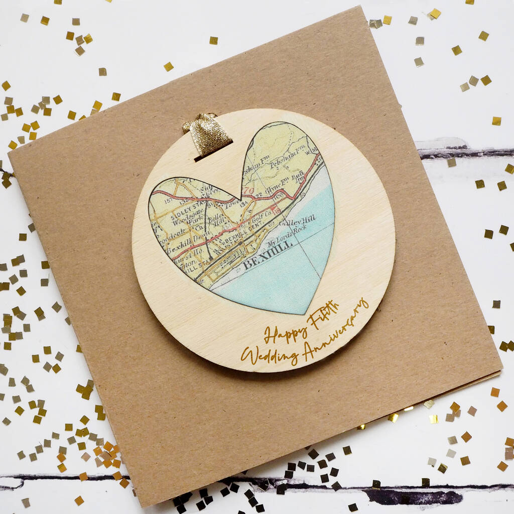 Personalised Happy Fifth Wedding Anniversary Map Card By Girl And 