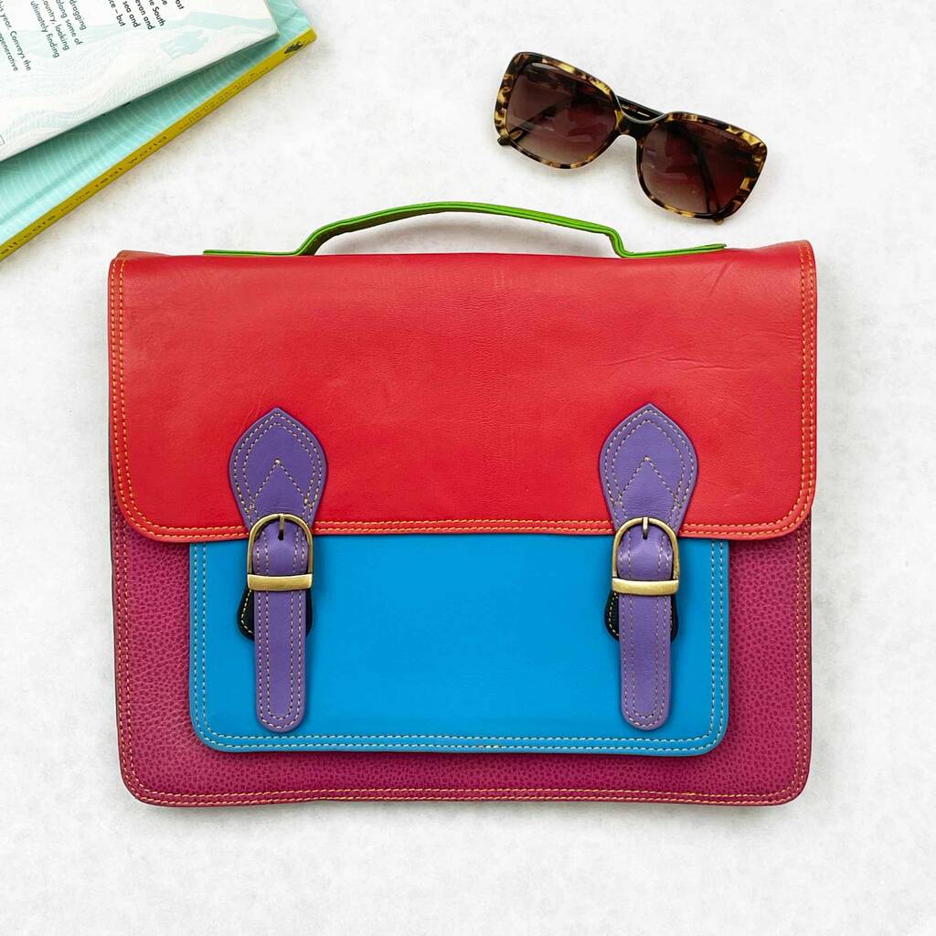 Recycled Coloured Leather Satchel Bag By Paper High ...