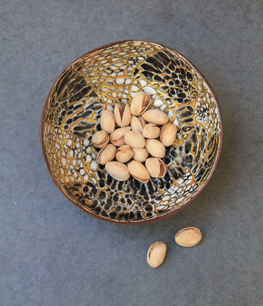 gold pattern coconut shell snack bowl by lotus direct ...